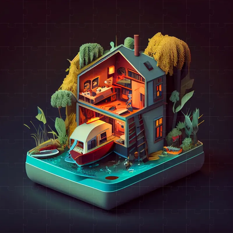 Tiny Isometric Houses Midjourney Prompt | PromptBase