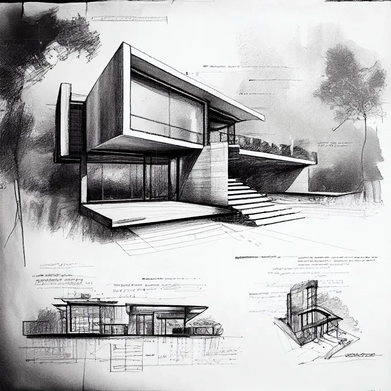 Architectural Sketches Midjourney Prompt | PromptBase