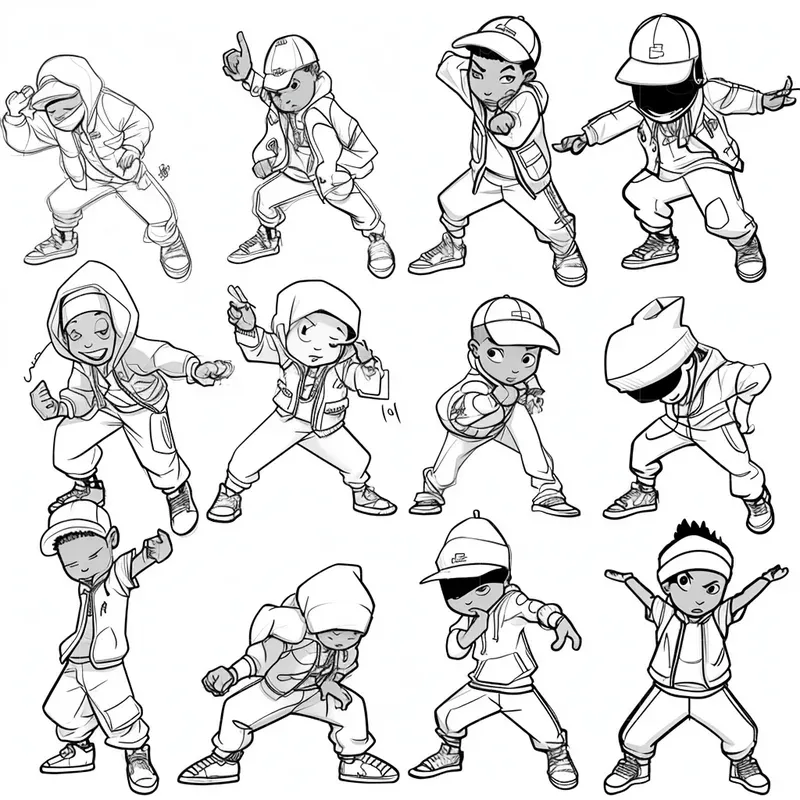 2D Simple Line Multiple Characters Midjourney Prompt | PromptBase