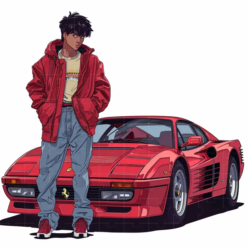 Retro Anime Car Illustrations Midjourney Prompt | PromptBase