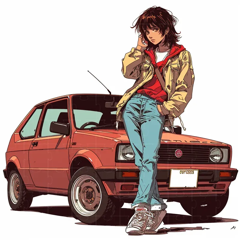 Retro Anime Car Illustrations Midjourney Prompt | PromptBase
