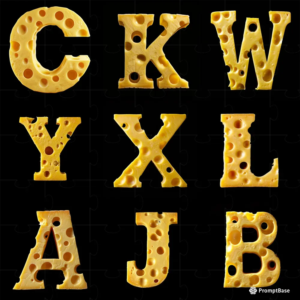 Swiss Cheese Letters Midjourney Prompt | PromptBase