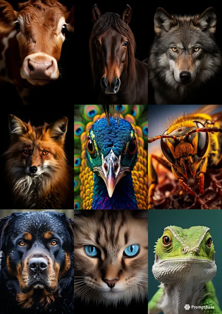 Realistic Animal Close Up Photographs Midjourney Prompt | PromptBase