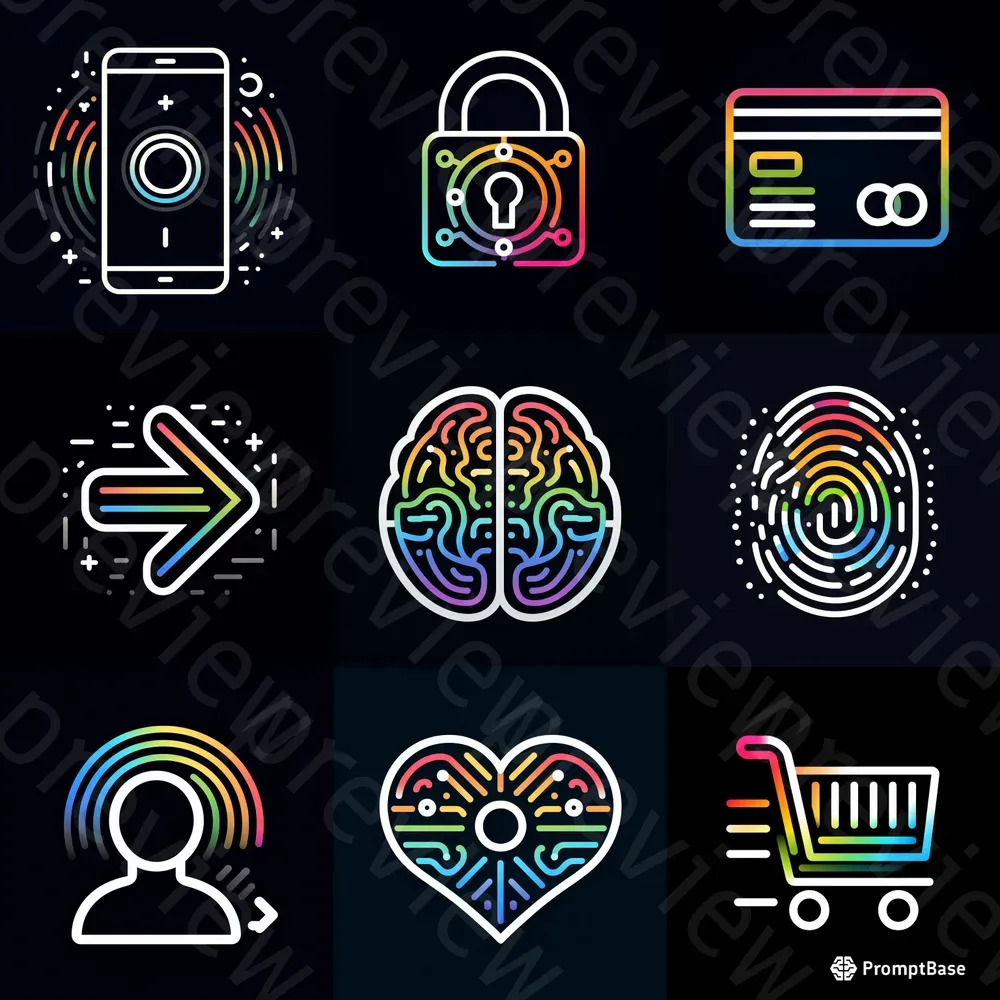 Hightech Neon Icons Pack Generator DALL·E Prompt | PromptBase