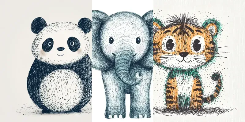 Cute Ball Point Pen Animal Drawings Midjourney Prompt | PromptBase