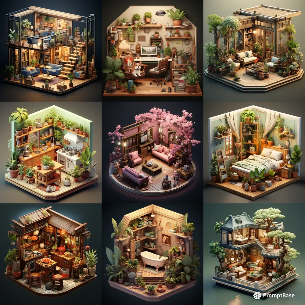 3D Interior Isometric Game Assets Midjourney Prompt | PromptBase