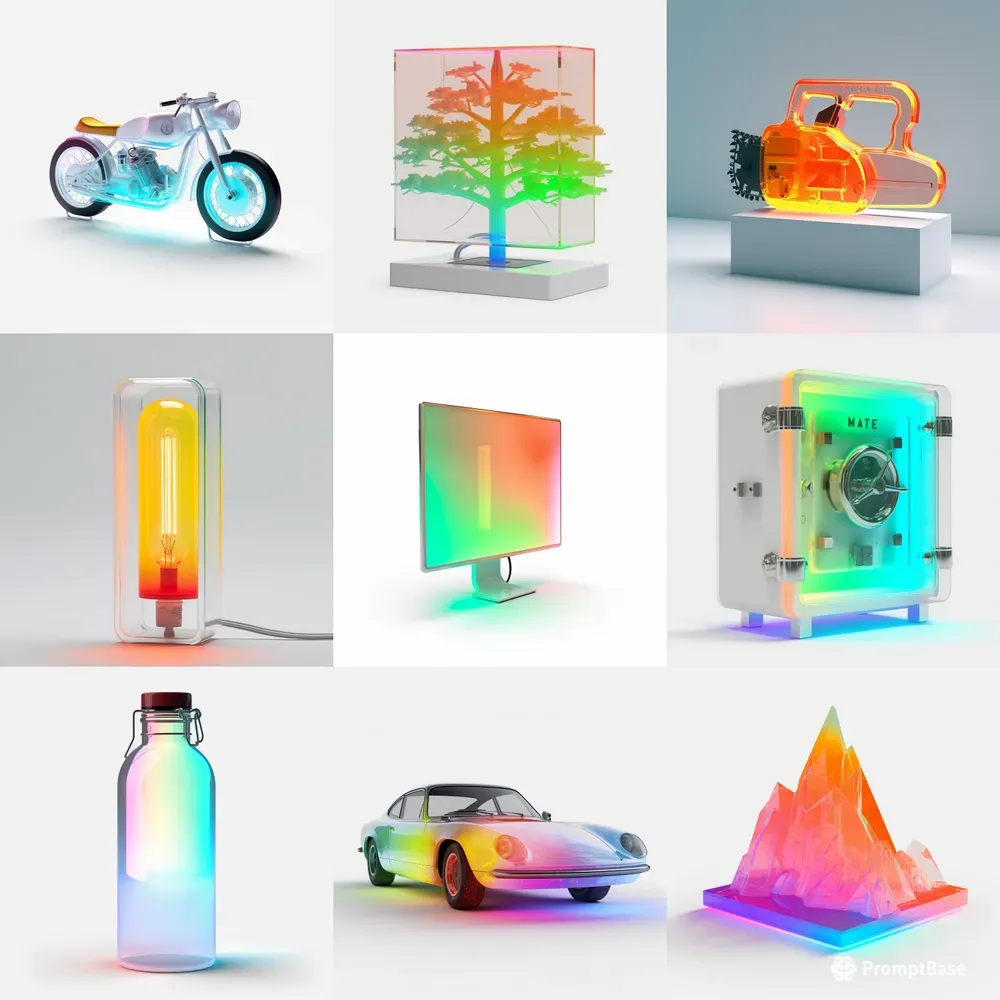 Realistic Neon Color Object Photographs Midjourney Prompt | PromptBase