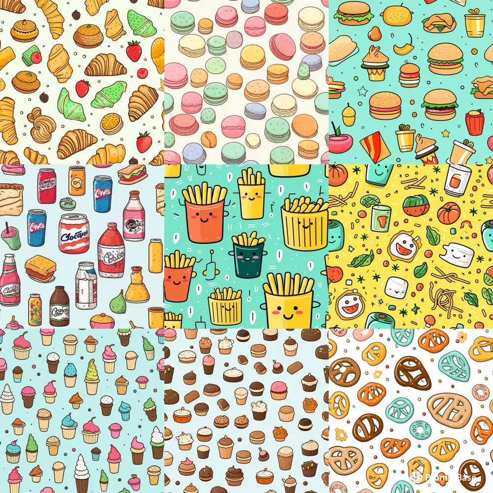 Cute Seamless Food Patterns Midjourney Prompt | PromptBase