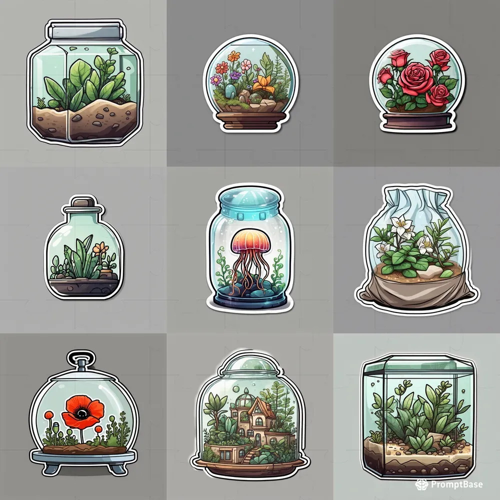 Terrarium Stickers Stable Diffusion Prompt | PromptBase