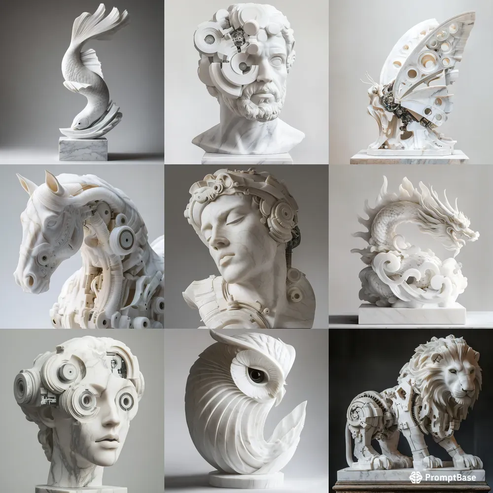 Kinetic Classical Greek Marble Sculpture Midjourney Prompt | PromptBase