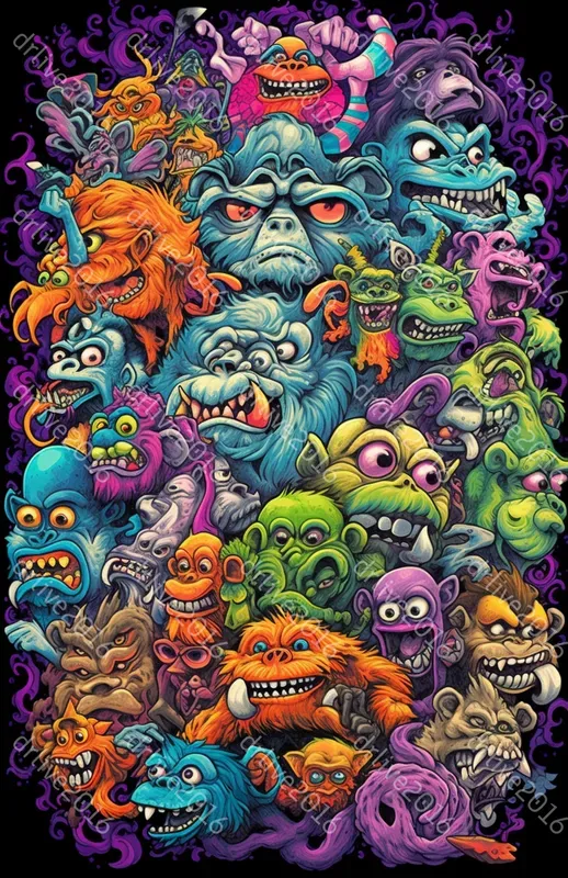 The Trippy Monsters Illustrations Midjourney Prompt | PromptBase