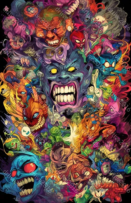 The Trippy Monsters Illustrations Midjourney Prompt | PromptBase