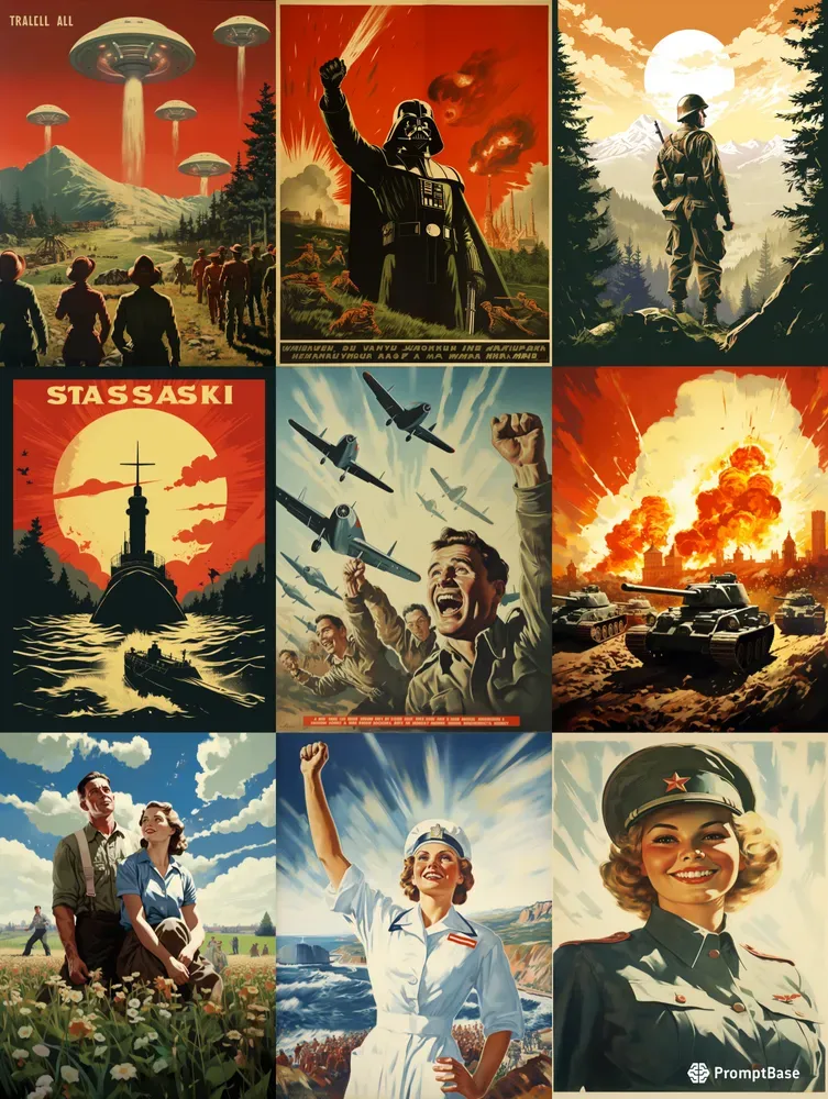 Ww2 Vintage Style Propaganda Posters Midjourney Prompt | PromptBase