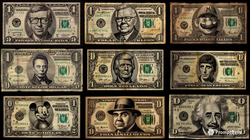 Realistic Dollar Bill Alternative Icons Midjourney Prompt | PromptBase