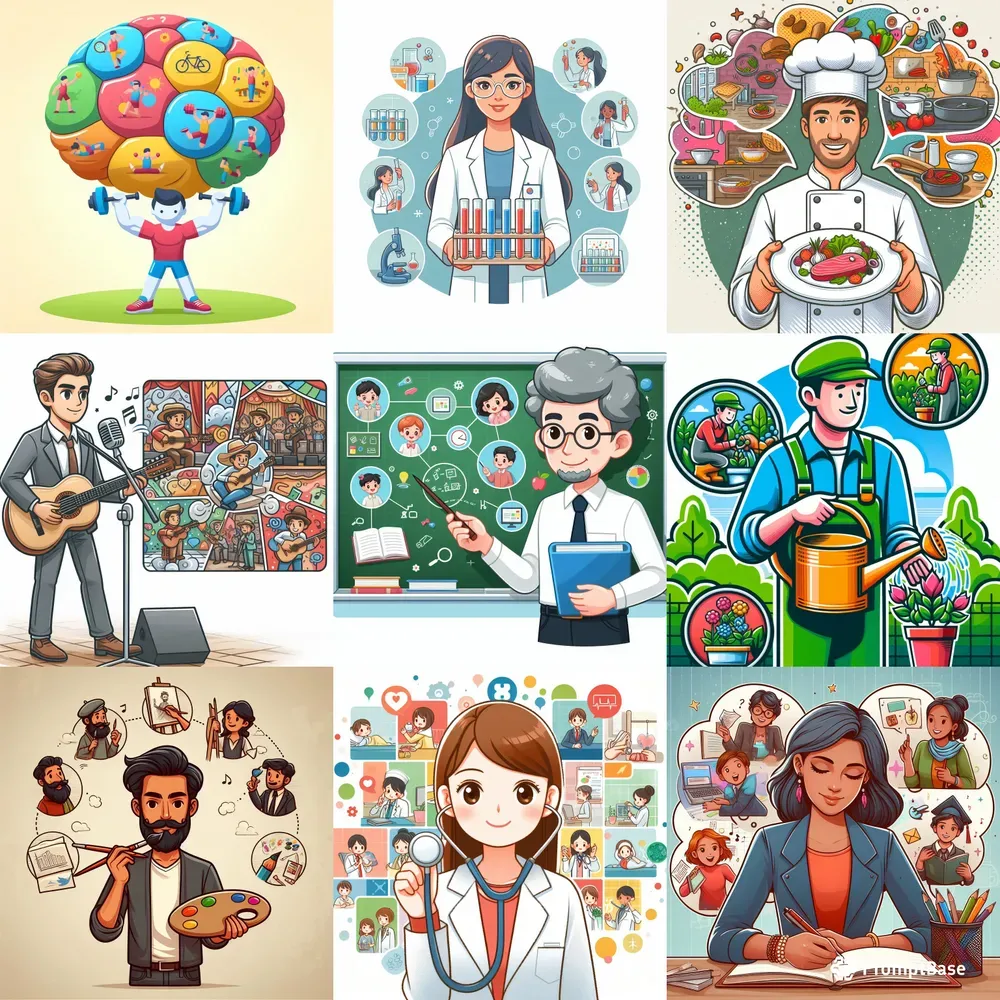 Multi Talent Vignettes DALL·E Prompt | PromptBase