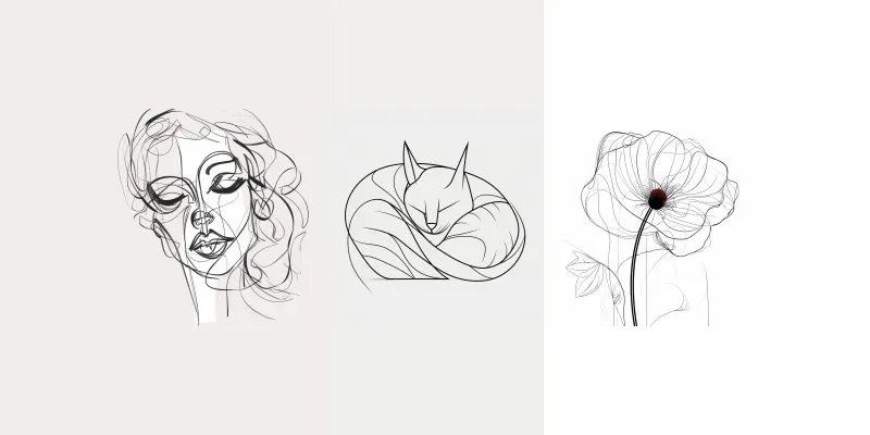 Customizable Continuous Line Art Doodles Midjourney Prompt | PromptBase