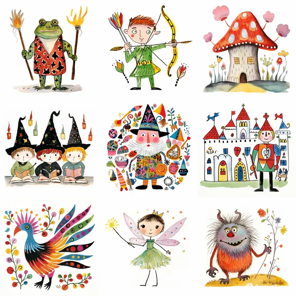 Simple Fantasy Childrens Illustrations Midjourney Prompt | PromptBase