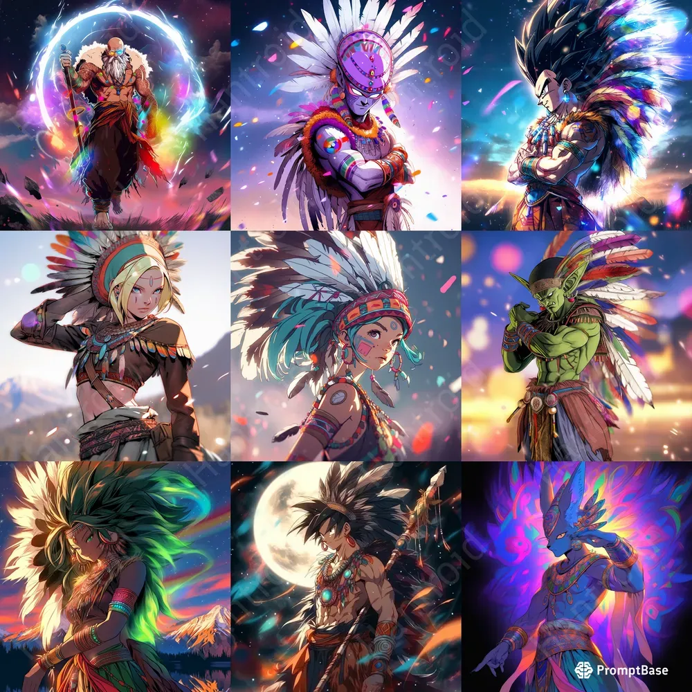 American Native Fusion Dragon Balls Midjourney Prompt | PromptBase