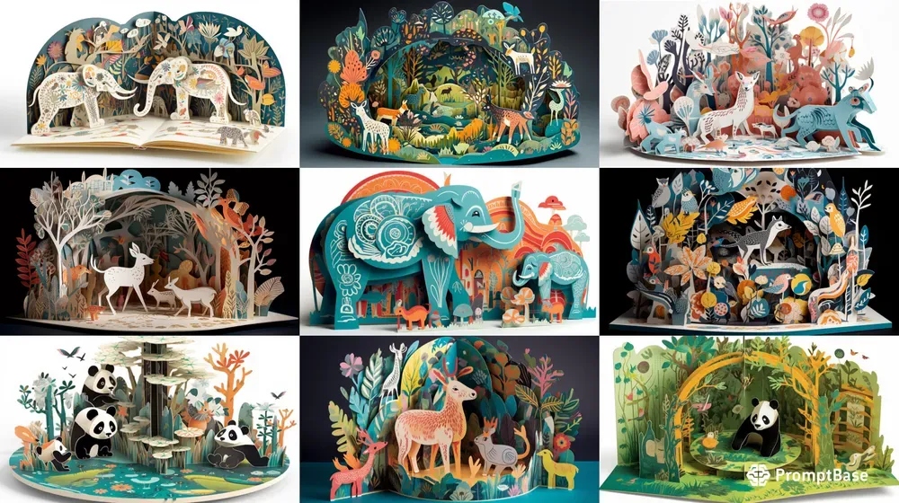 Wildlife In Papercut Style Midjourney Prompt | PromptBase