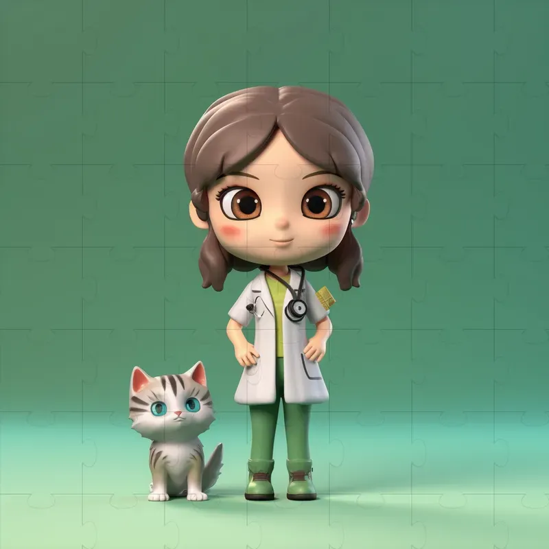 Cute Custom 3D Chibis With Pets And Jobs Midjourney Prompt | PromptBase