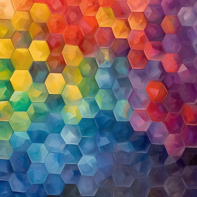 Abstract Hexagon Acrylic Paintings Midjourney Prompt | PromptBase