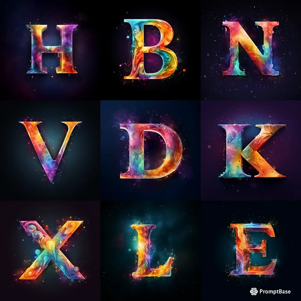 Cosmic Letters Designs Midjourney Prompt | PromptBase