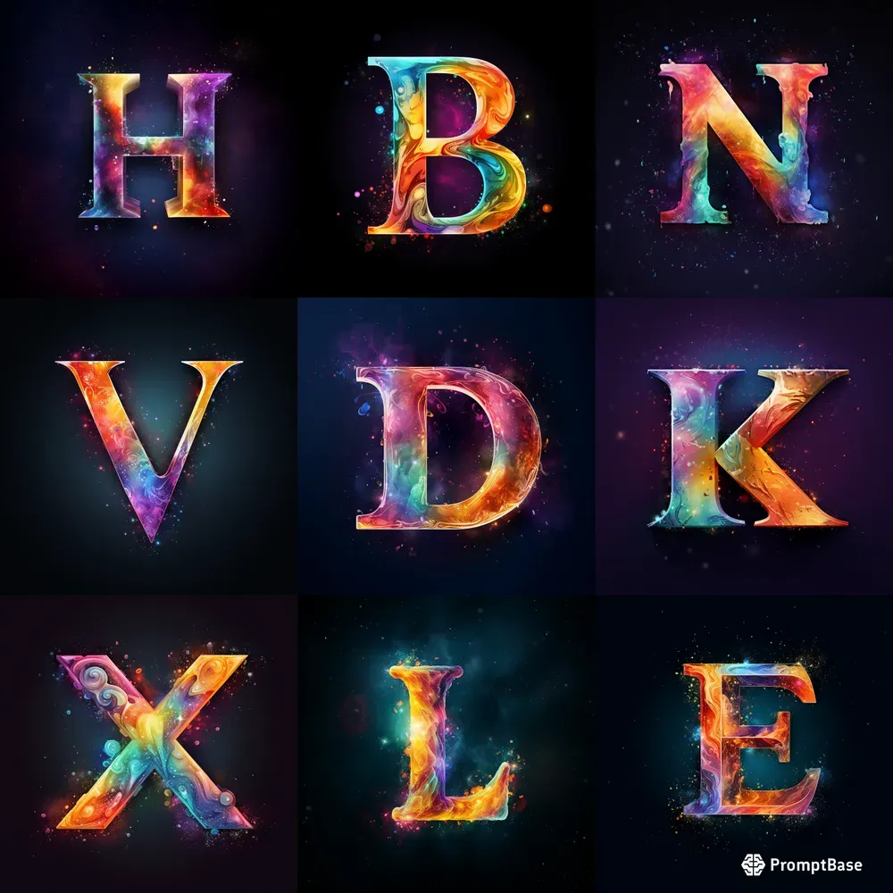 Cosmic Letters Designs Midjourney Prompt | PromptBase