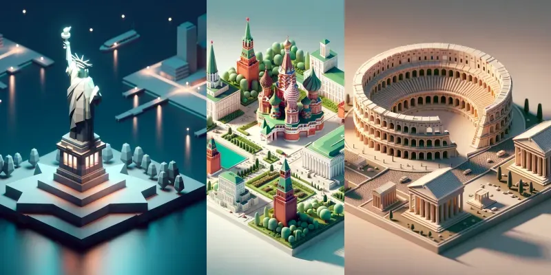 Isometric Monuments DALL·E Prompt | PromptBase