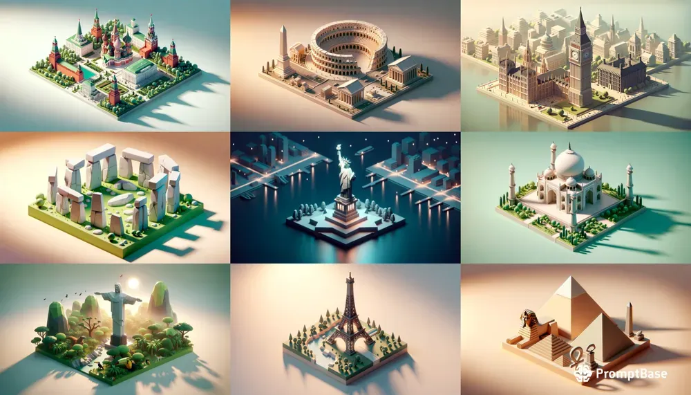 Isometric Monuments DALL·E Prompt | PromptBase