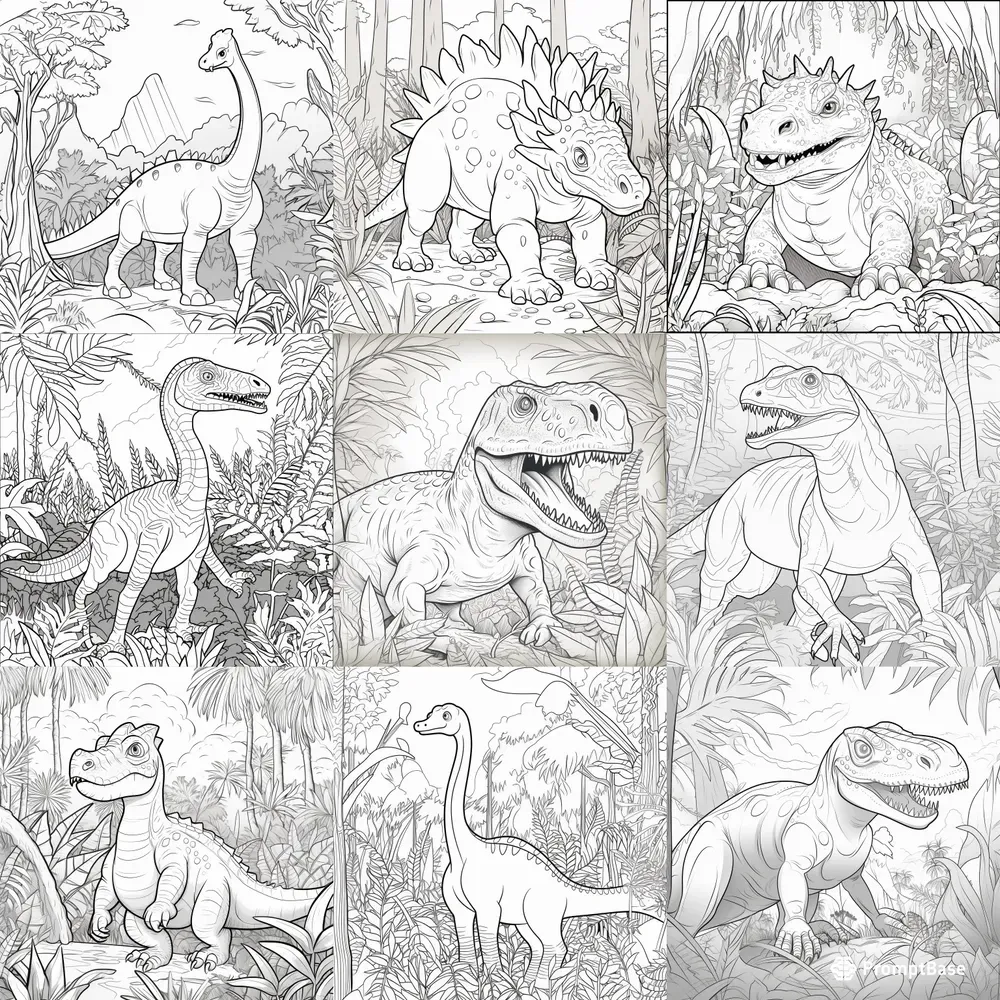 My Dinosaurs Coloring Book Pages Midjourney Prompt | PromptBase