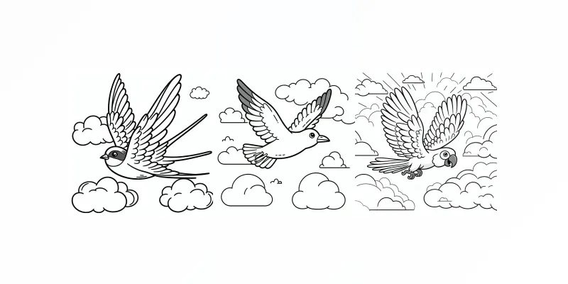 Cute Birds Fly Coloring Pages For Kids DALL·E Prompt | PromptBase