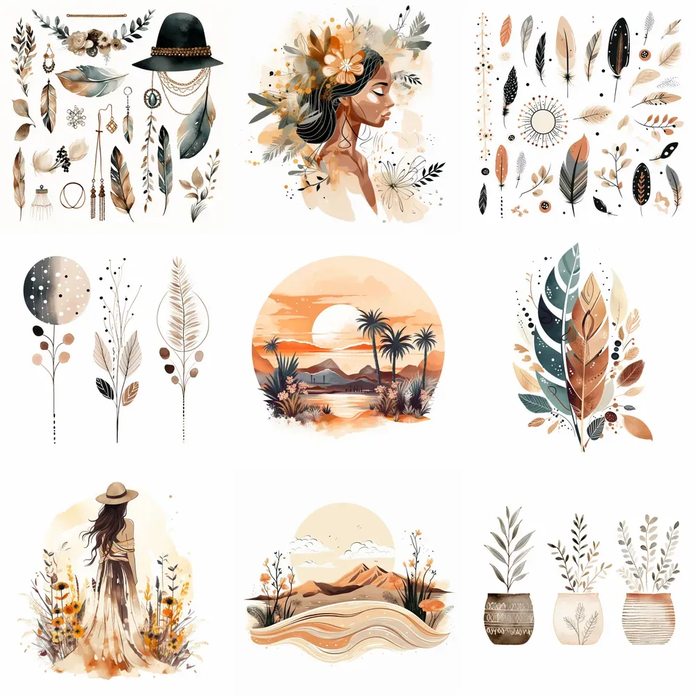Boho Clipart Watercolors Any Subjects Midjourney Prompt | PromptBase
