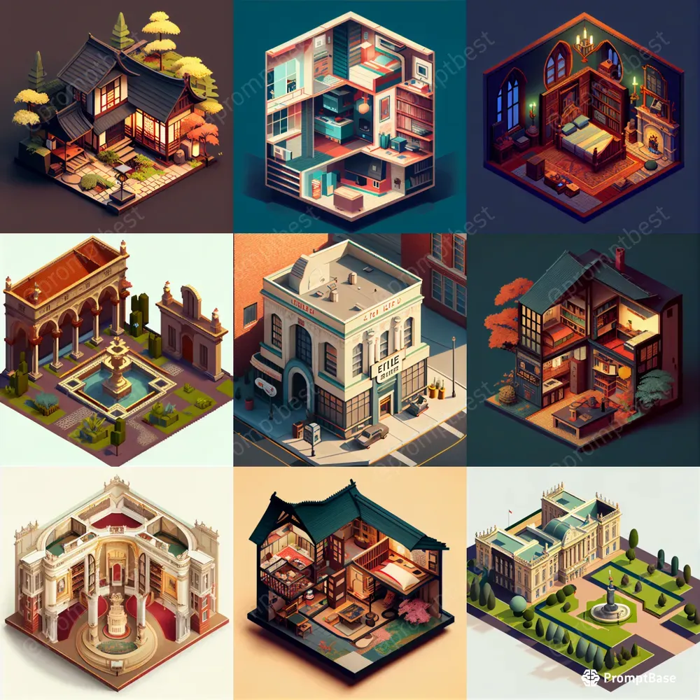 Isometric Places For Games Maps And 3D Midjourney Prompt | PromptBase