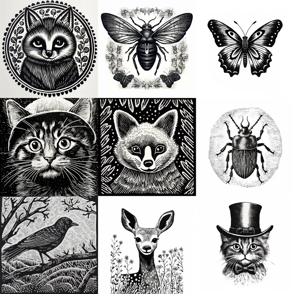 Customizable Linocut Prints Midjourney Prompt | PromptBase