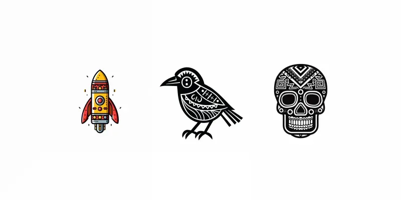 Simple Sadu Doodle Icons Midjourney Prompt | PromptBase