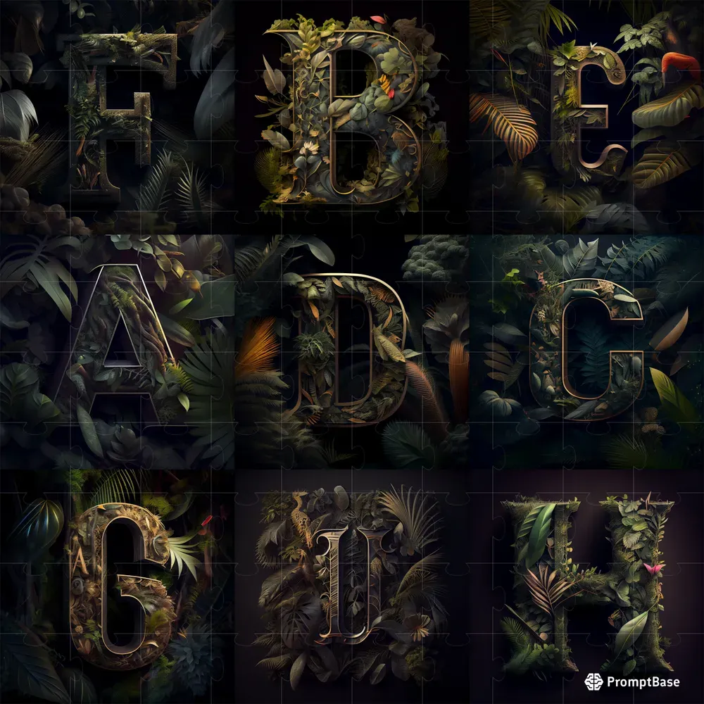 Jungle Letters Midjourney Prompt | PromptBase