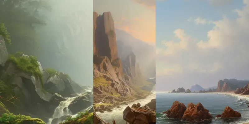 Calm Nature Scenery Paintings Midjourney Prompt | PromptBase