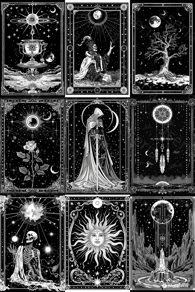 Celestial Themed Tarot Cards Midjourney Prompt | PromptBase