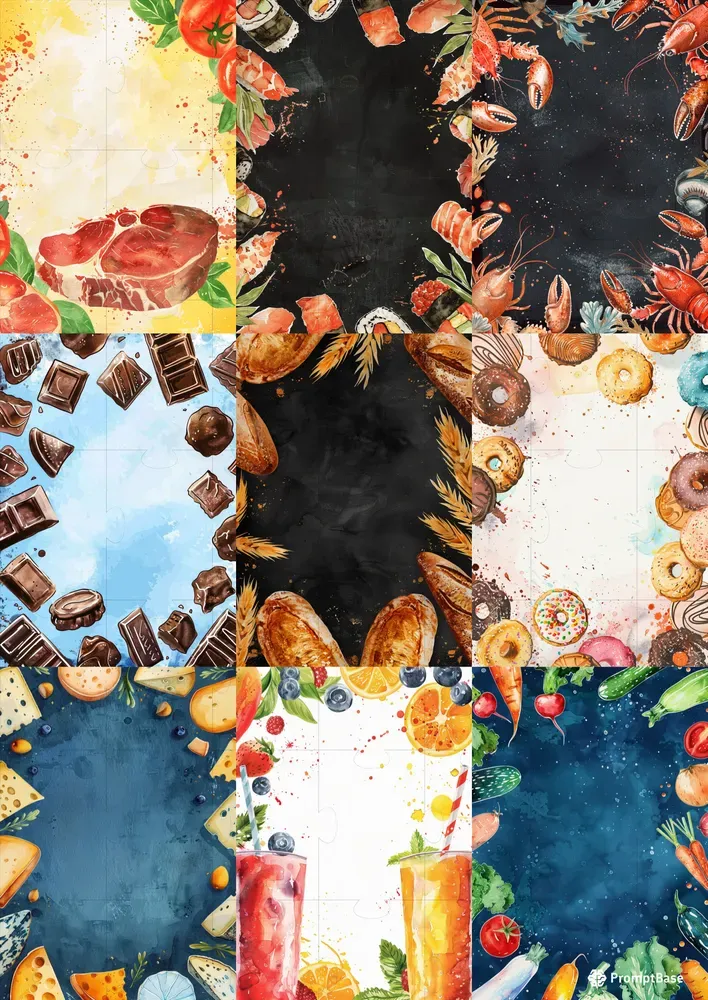 Watercolor Food Backgrounds Midjourney Prompt | PromptBase