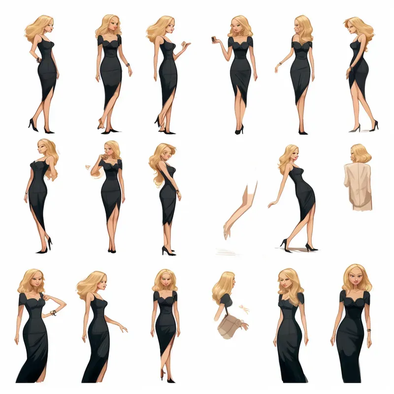 Characters In Multiple Poses Midjourney Prompt | PromptBase