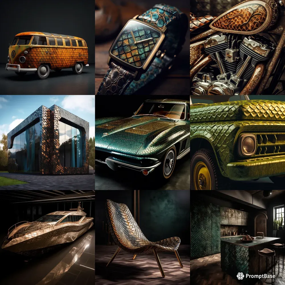 Reptile Skin Objects Midjourney Prompt | PromptBase