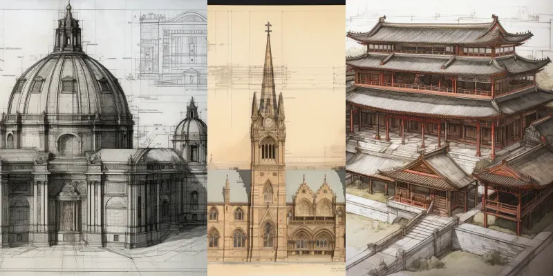 Technical Architectural Drawings Midjourney Prompt | PromptBase