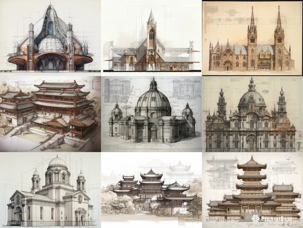 Technical Architectural Drawings Midjourney Prompt | PromptBase
