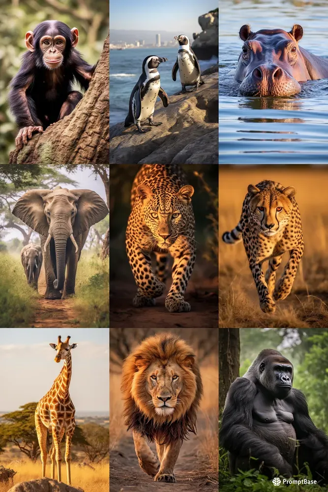 Realistic Savanna Wildlife Photographs Midjourney Prompt | PromptBase