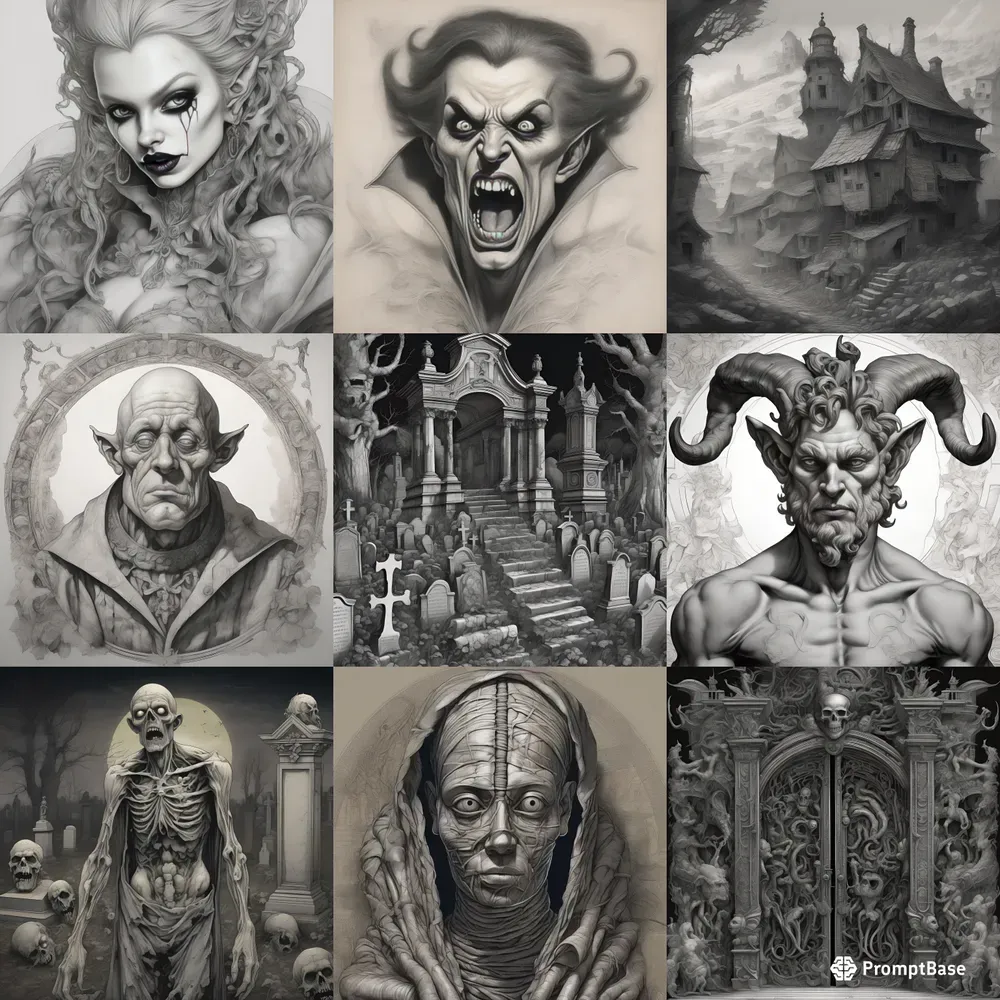 Gothic Horror Drawings Stable Diffusion Prompt | PromptBase