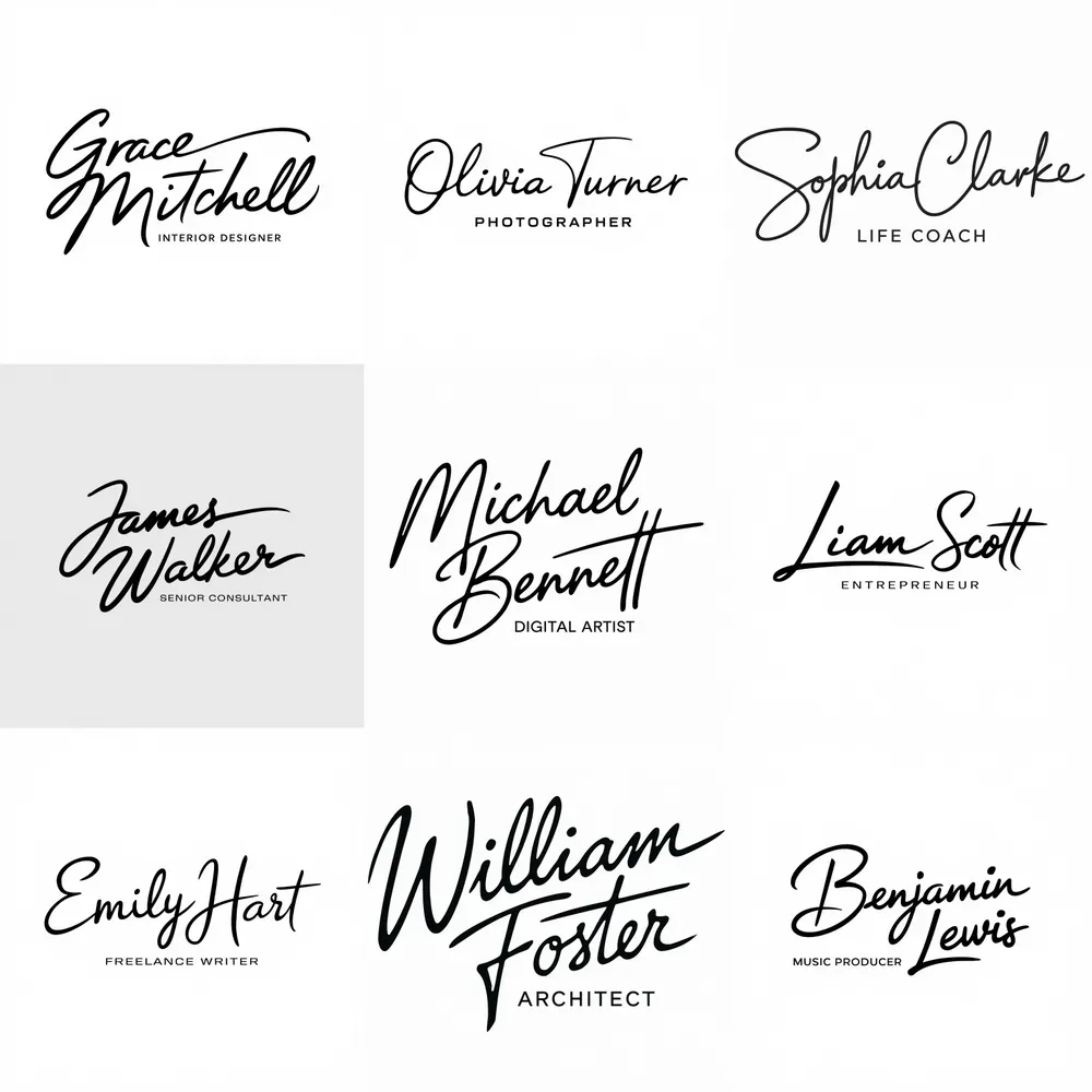 Elegant Signature Logo Designs Ideogram Prompt | PromptBase