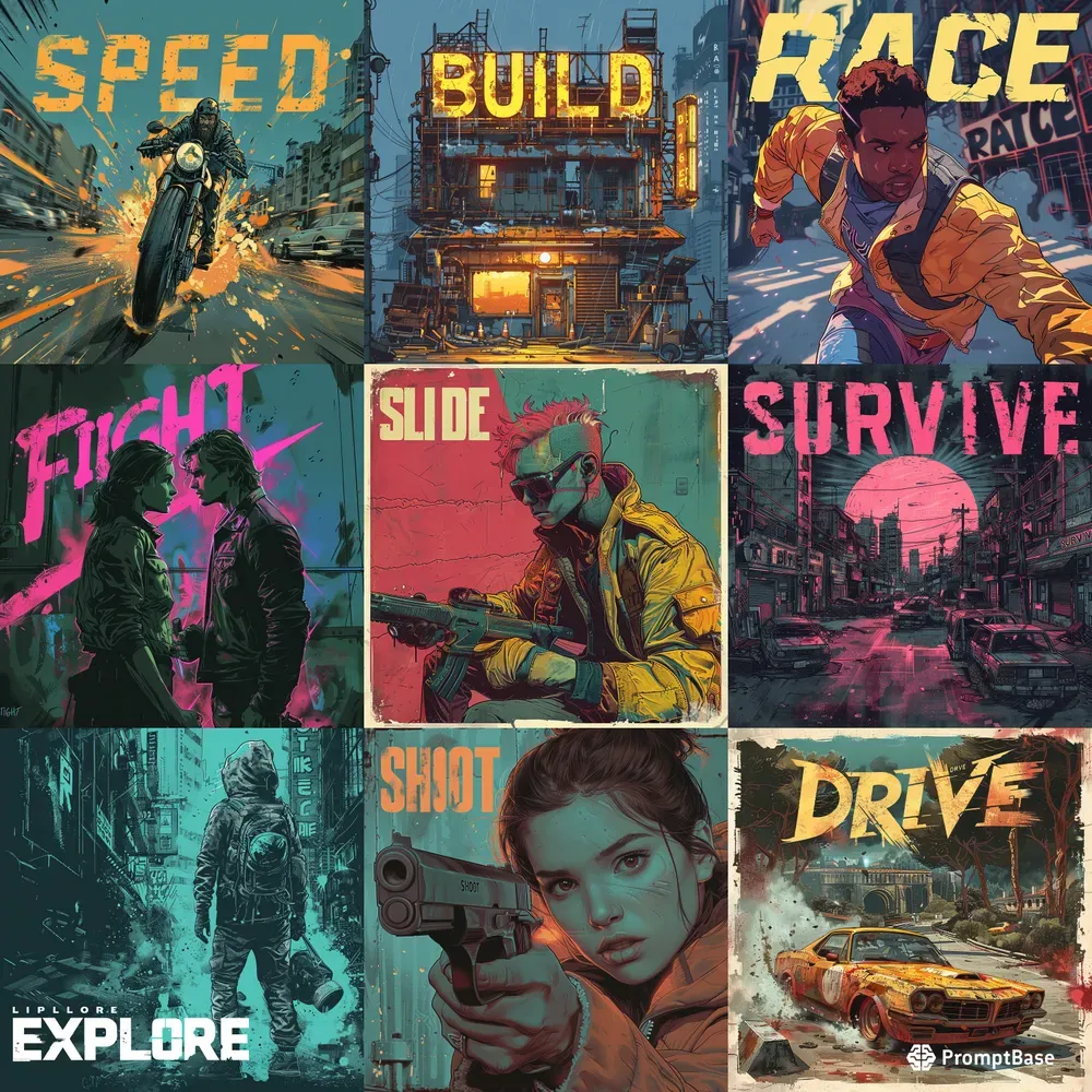 Expressive Game Art Visual Puns Posters Midjourney Prompt | PromptBase