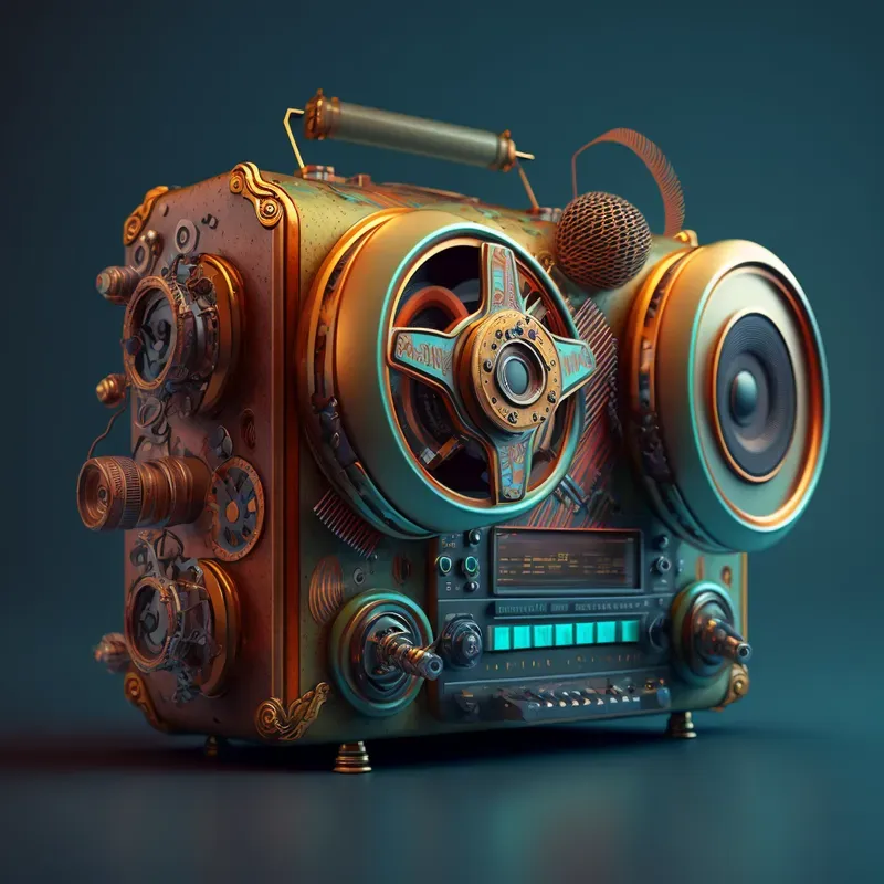 Vintage Futuristic Vinyl Recorders Midjourney Prompt | PromptBase
