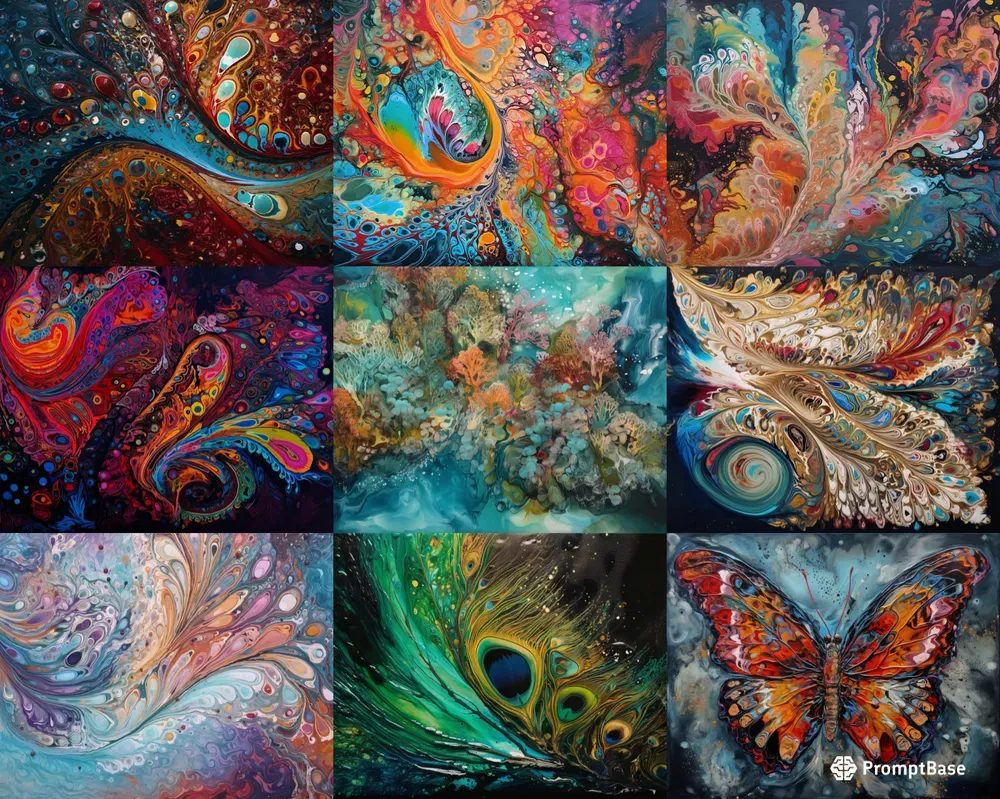 Gorgeous Acrylic Pour Paintings Midjourney Prompt | PromptBase