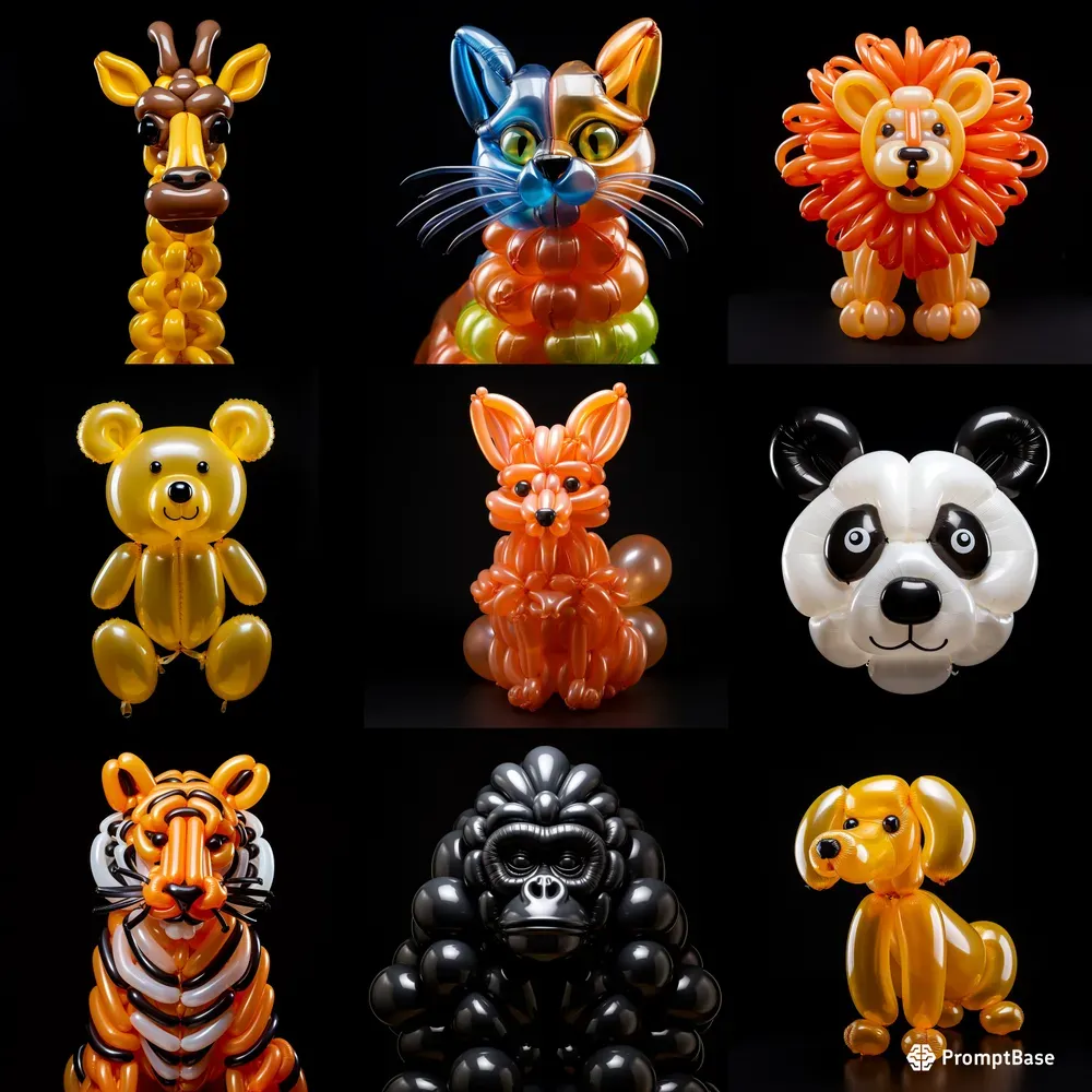 Balloon Animal Portraits Sculptures Art Midjourney Prompt | PromptBase